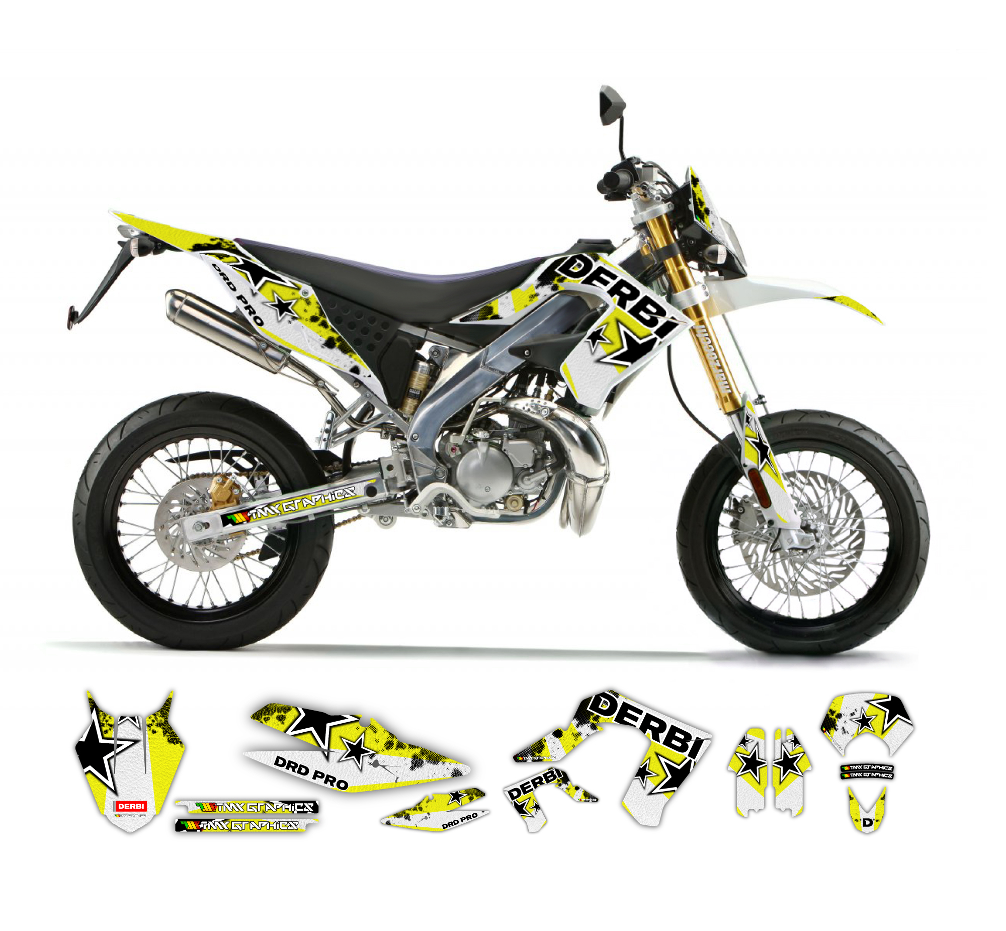 Black Star Series graphics kit for Derbi Senda 50 DRD PRO • TMX Graphics