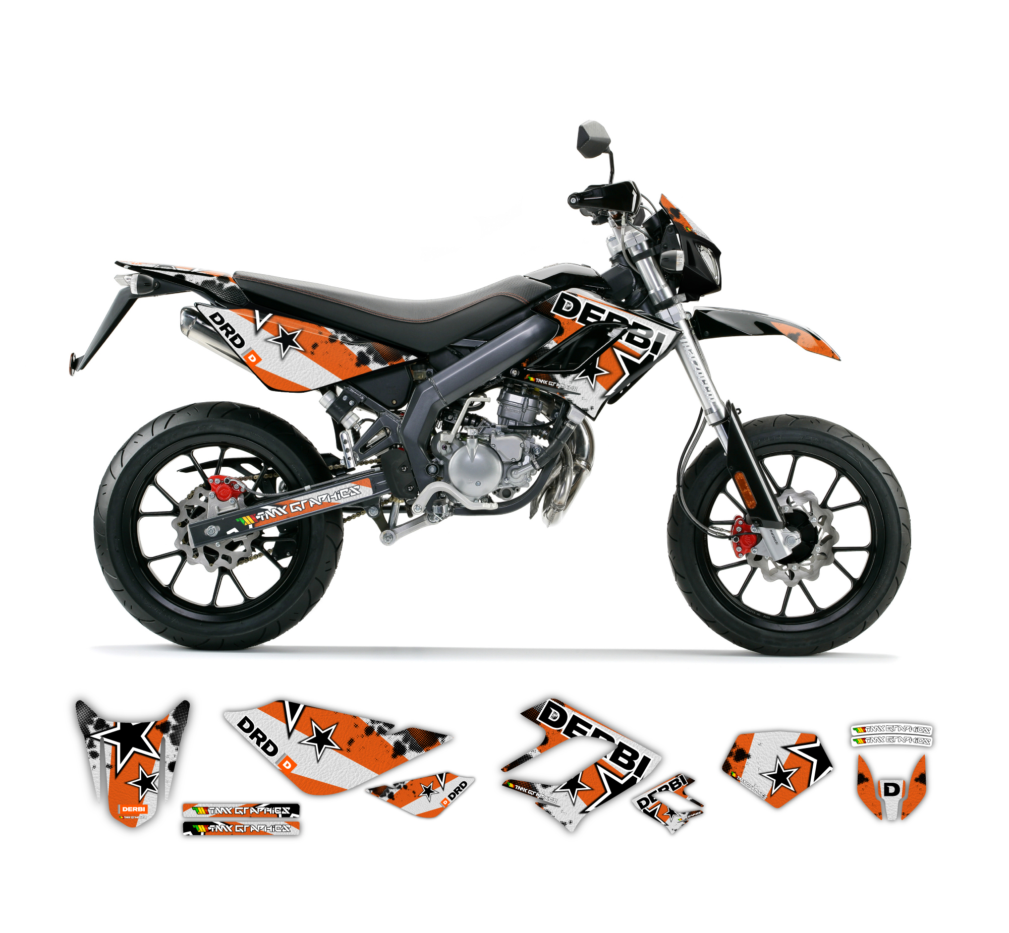 Black Star Series graphics kit for Derbi Senda 50 DRD Racing • TMX Graphics