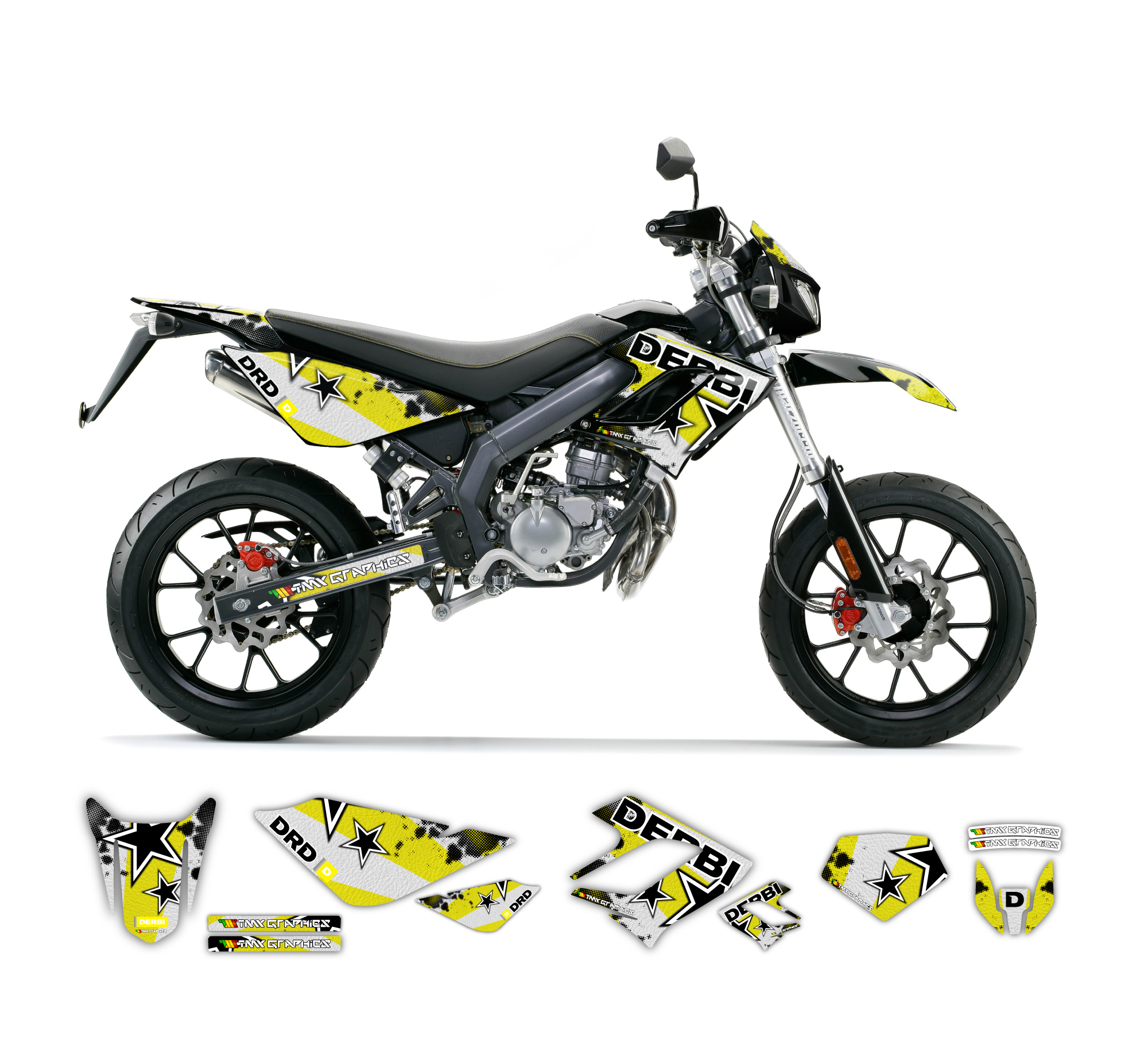 Black Star Series graphics kit for Derbi Senda 50 DRD Racing • TMX Graphics