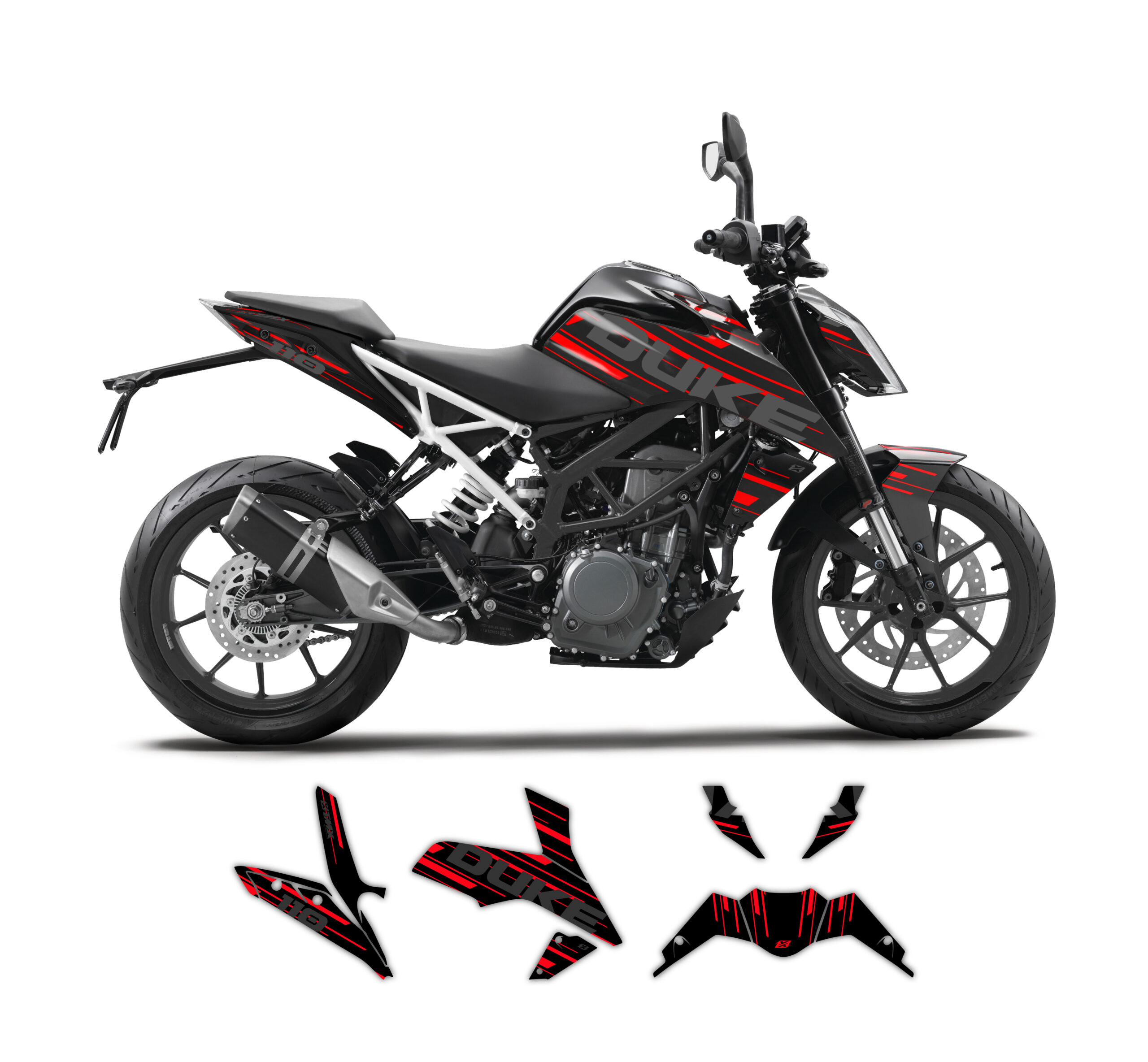 Strike Series graphics kit for KTM Duke 125 to 390 • TMX Graphics